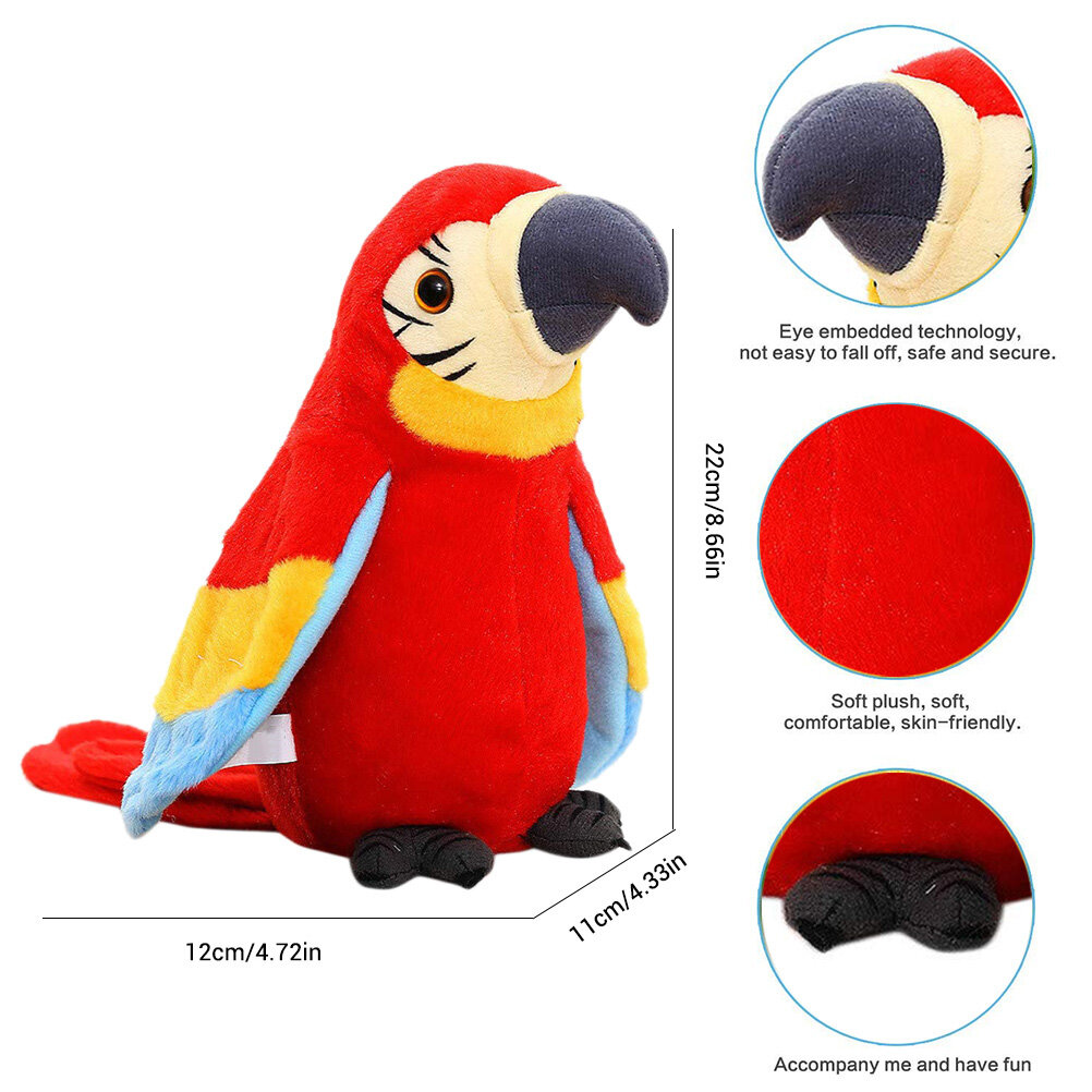 Электрический говорящий попугай, плюшевая игрушка, птица, повторяйте, что вы говорите, подарки для детей