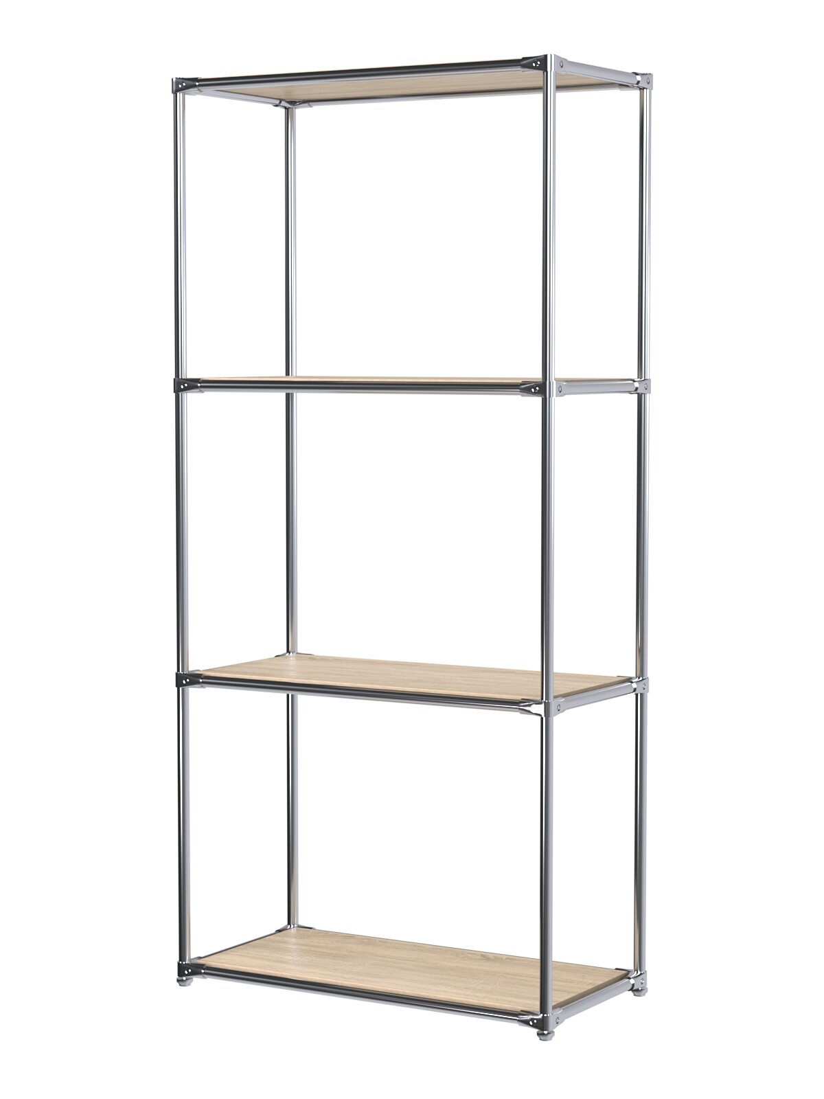 Хромированный стеллаж стиль №1а-3 с обзорными полками, Дуб Сонома