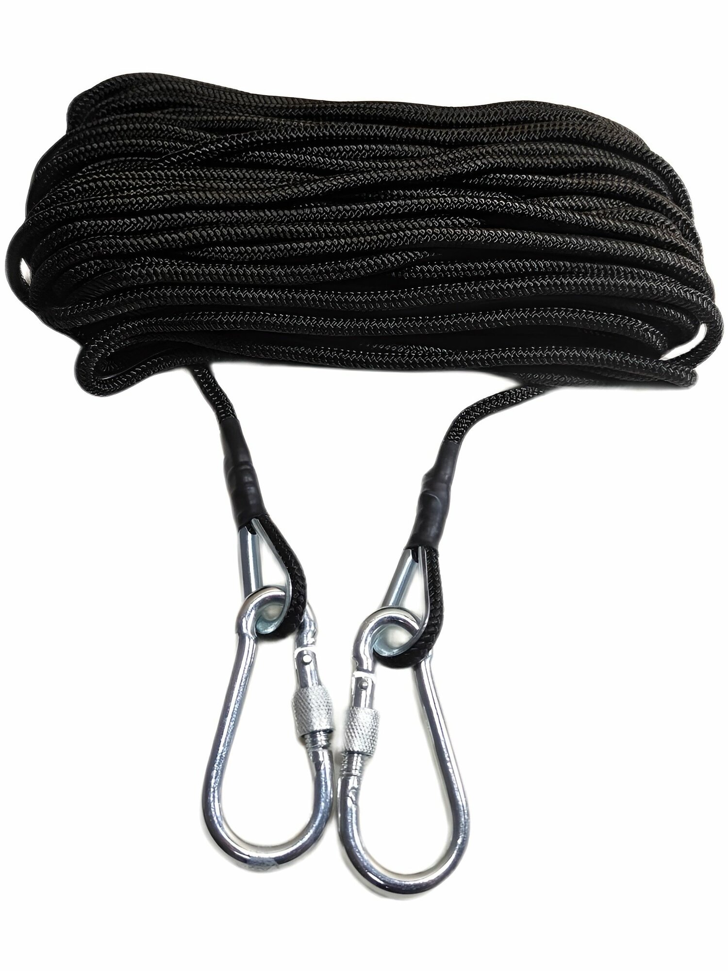 Туристическая высокопрочная веревка с карабинами (д.6 мм, 10 метров)