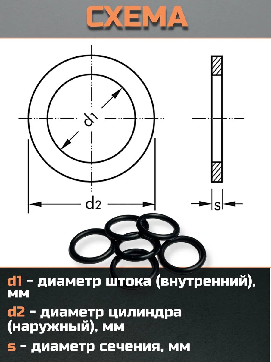 Кольцо уплотнительное 16 мм (16х19х19) резиновое, 10 шт. — фото 1