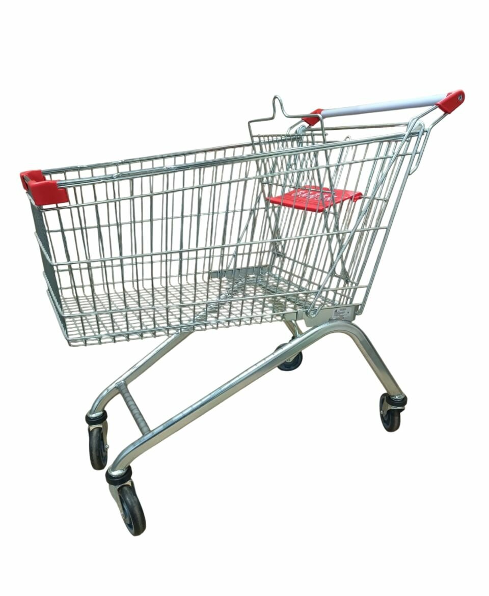 Тележка покупательская, с детским сидением, красная, 150 литров
