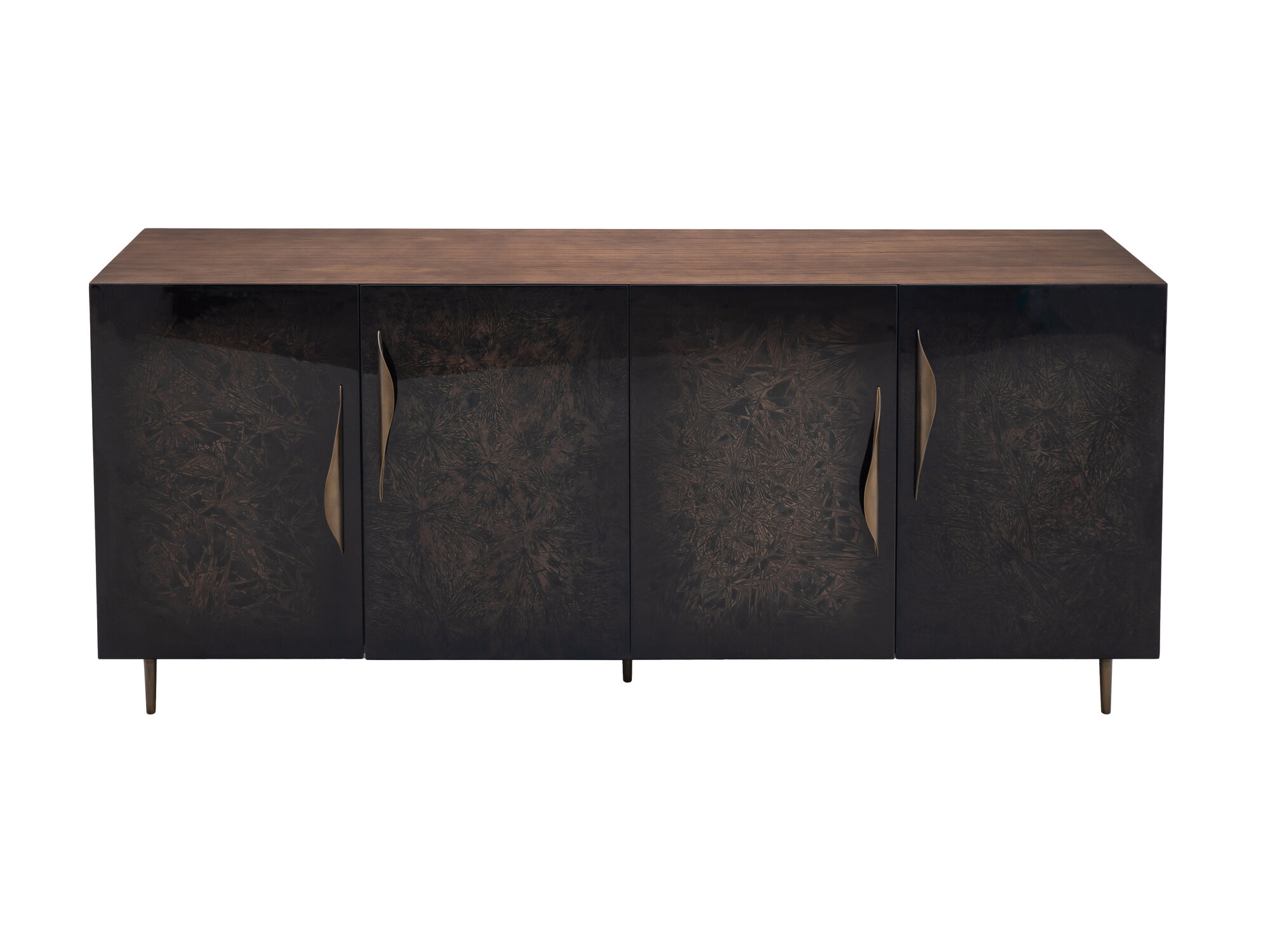 Комод Giardino, Каркас - мдф, Шпон ореха, Основание и ручки выполнены из нержавеющей стали с гальваническим покрытием,