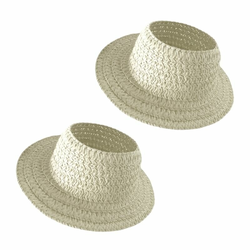 2 пустые соломенные шляпы для кукол-молочно-белые