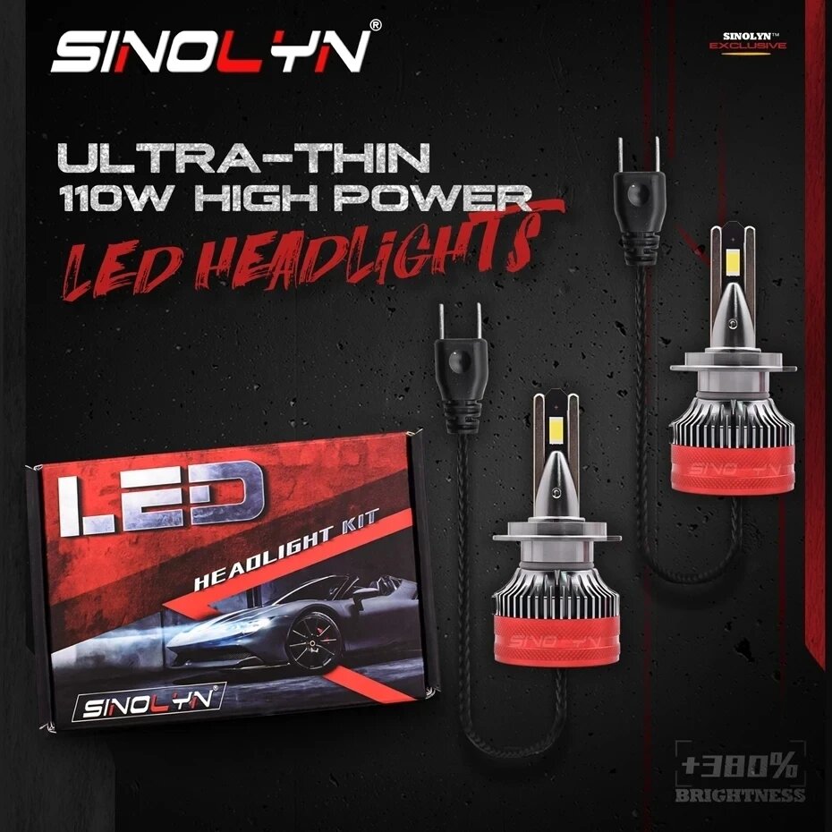 Sinolyn 110W H1 H7 H4 H11 LED светодиодные лампы для фар проекторных линз, линз противотуманных фар, светодиодные фары, диодные автомобильные лампы 40000LM автомобильные аксессуары h7 светодиодные лампы лампочки на авто, 2 pieces (1 Pair), H11