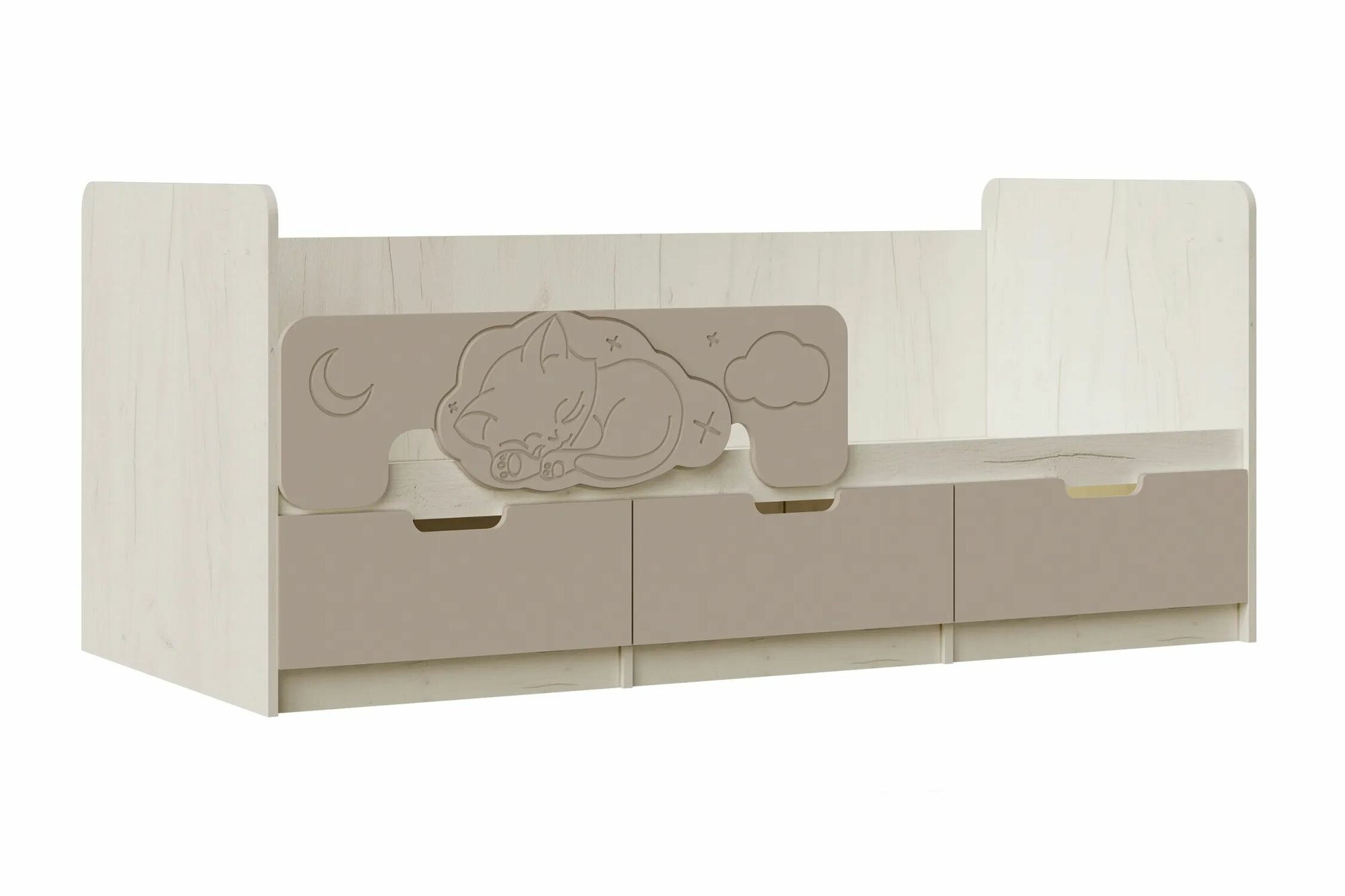 Юниор-4 Кровать 1,8*0,8м (Шарли Мокко/Дуб Крафт Белый)