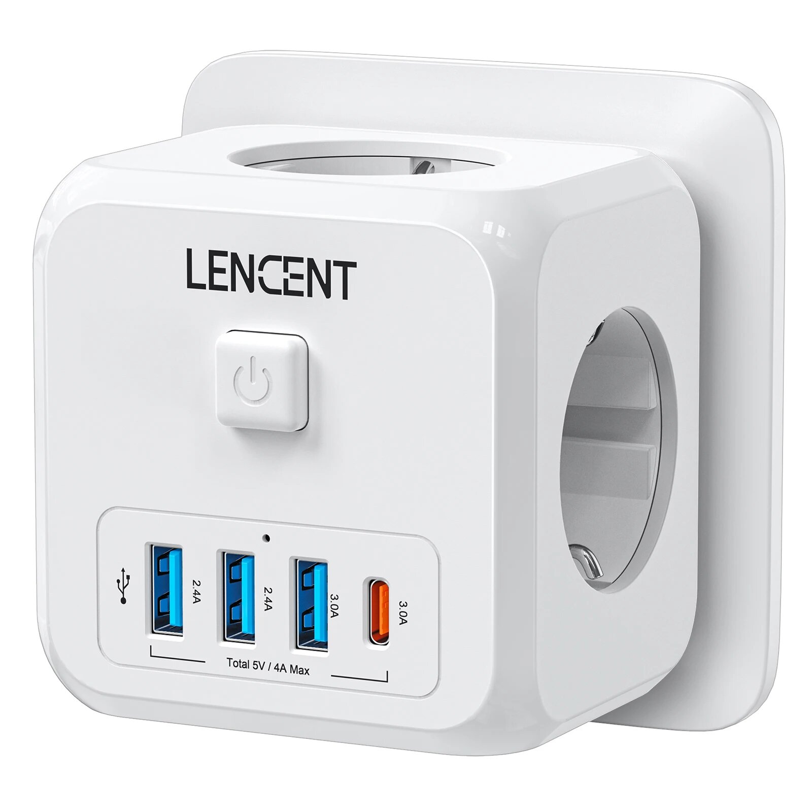 LENCENT Розетка 7-в-1 White 3AC 3U1C