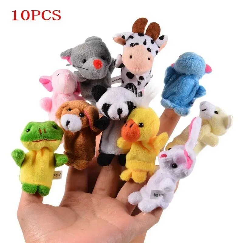 Плюшевые куклы-перчатки семейка животных 10 шт. 10pcs