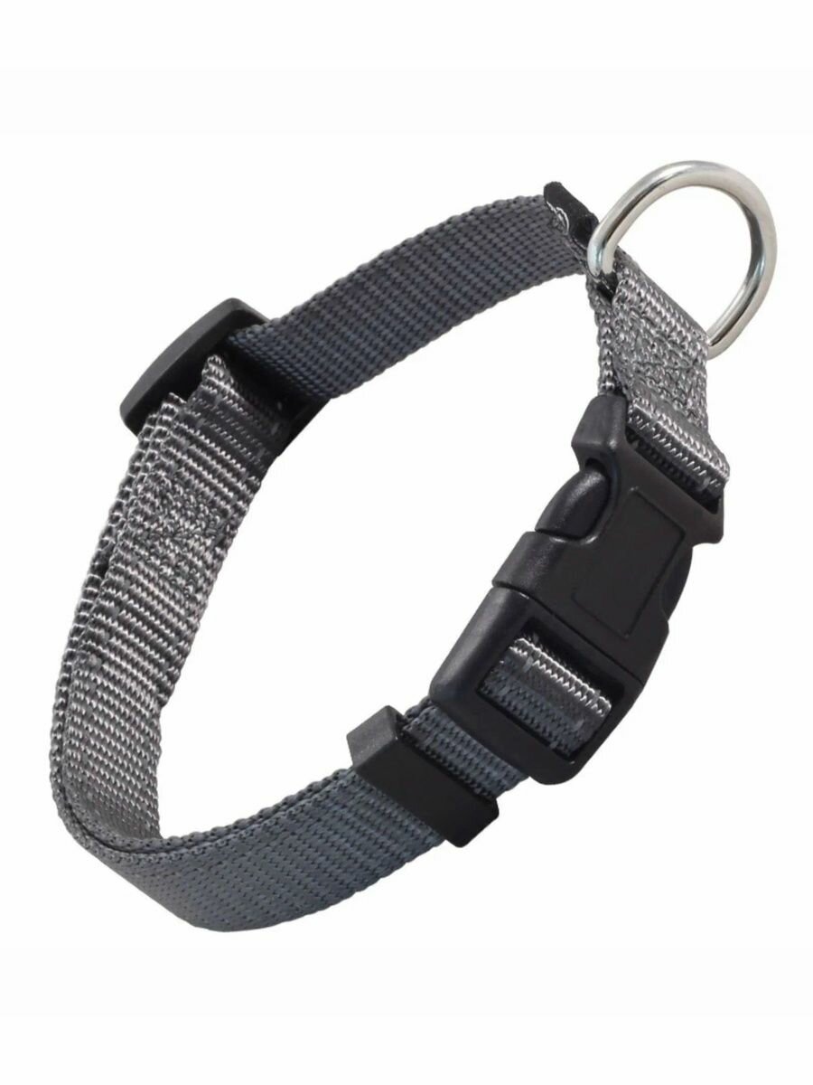 Ошейник для собак нейлоновый со светоотражающей строчкой TRIOL, цвет серый, размер XL