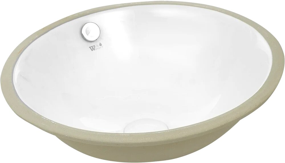 Раковина встраиваемая снизу Weltwasser WW Deilbach 10000004602 6028 43 43 см, без отверстия под смеситель, фаянсовая, раковина для ванной, белая, овальная, со сливом-переливом