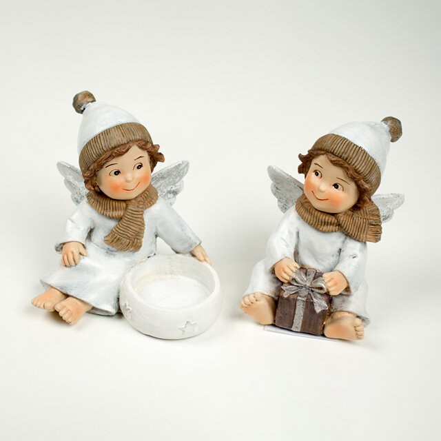 Набор фигурок Ангелочки с подсвечником и подарком 9 см, 2 шт, Swerox, Q619-W-набор