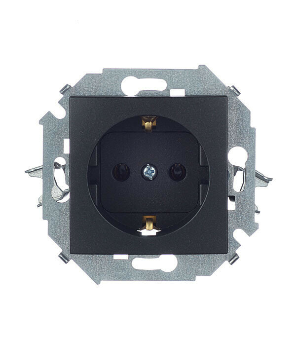 Розетка Simon 15 встраиваемая графит 1591432-038