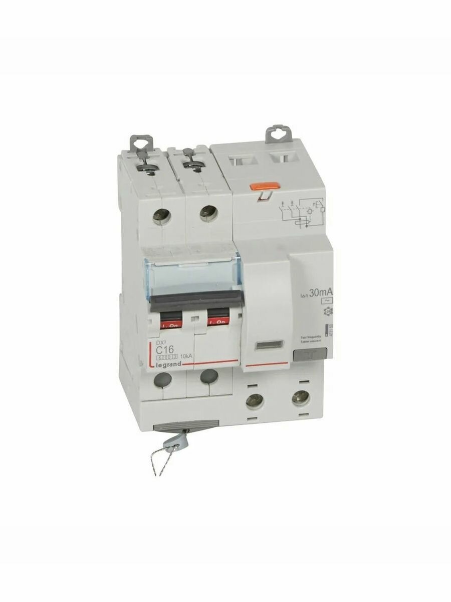 Дифавтомат Legrand DX3 2P 16А (C) 30мА (AC),411158