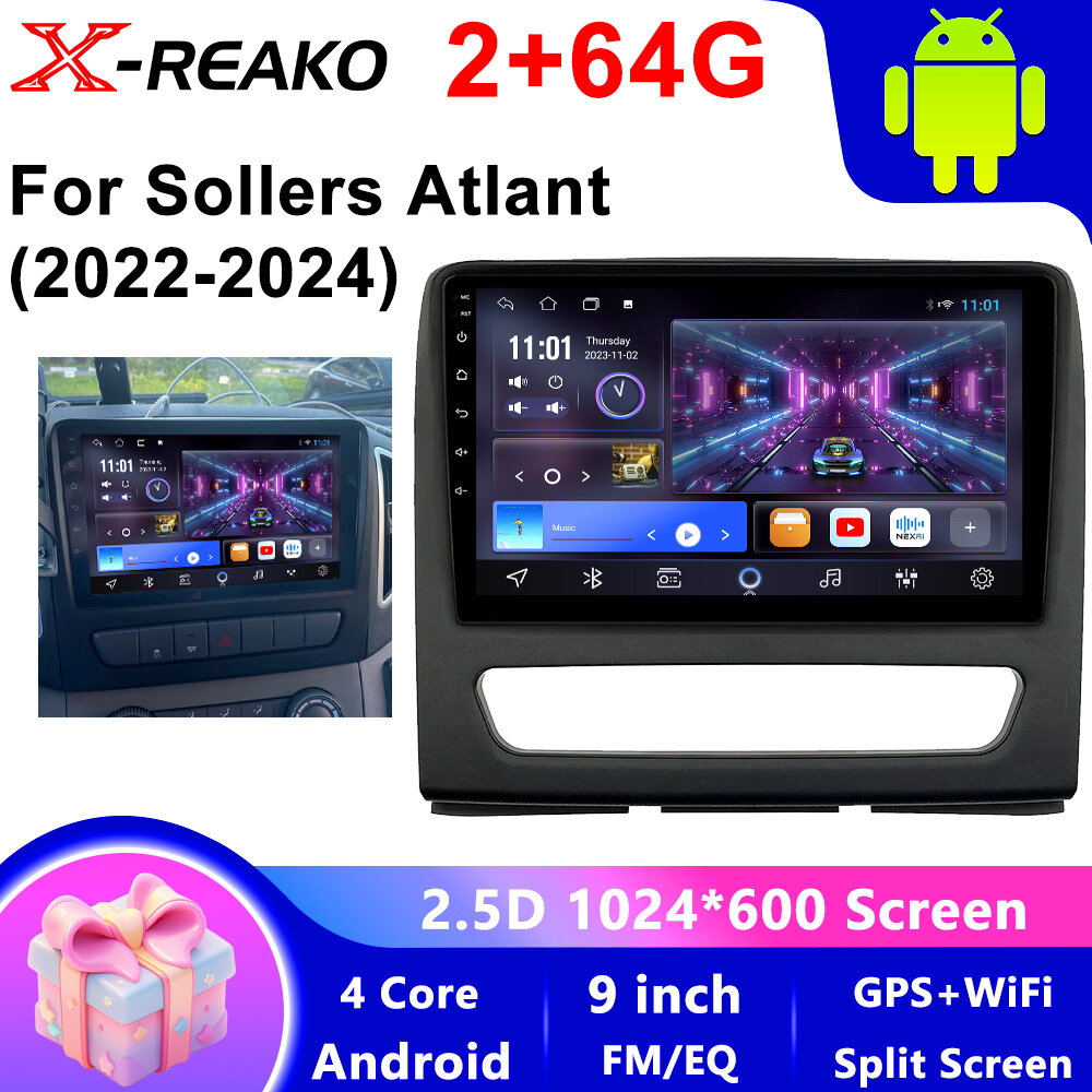 Магнитола для Sollers Atlant (2022-н. в.) / Автомагнитола Андроид Соллерс Атлант