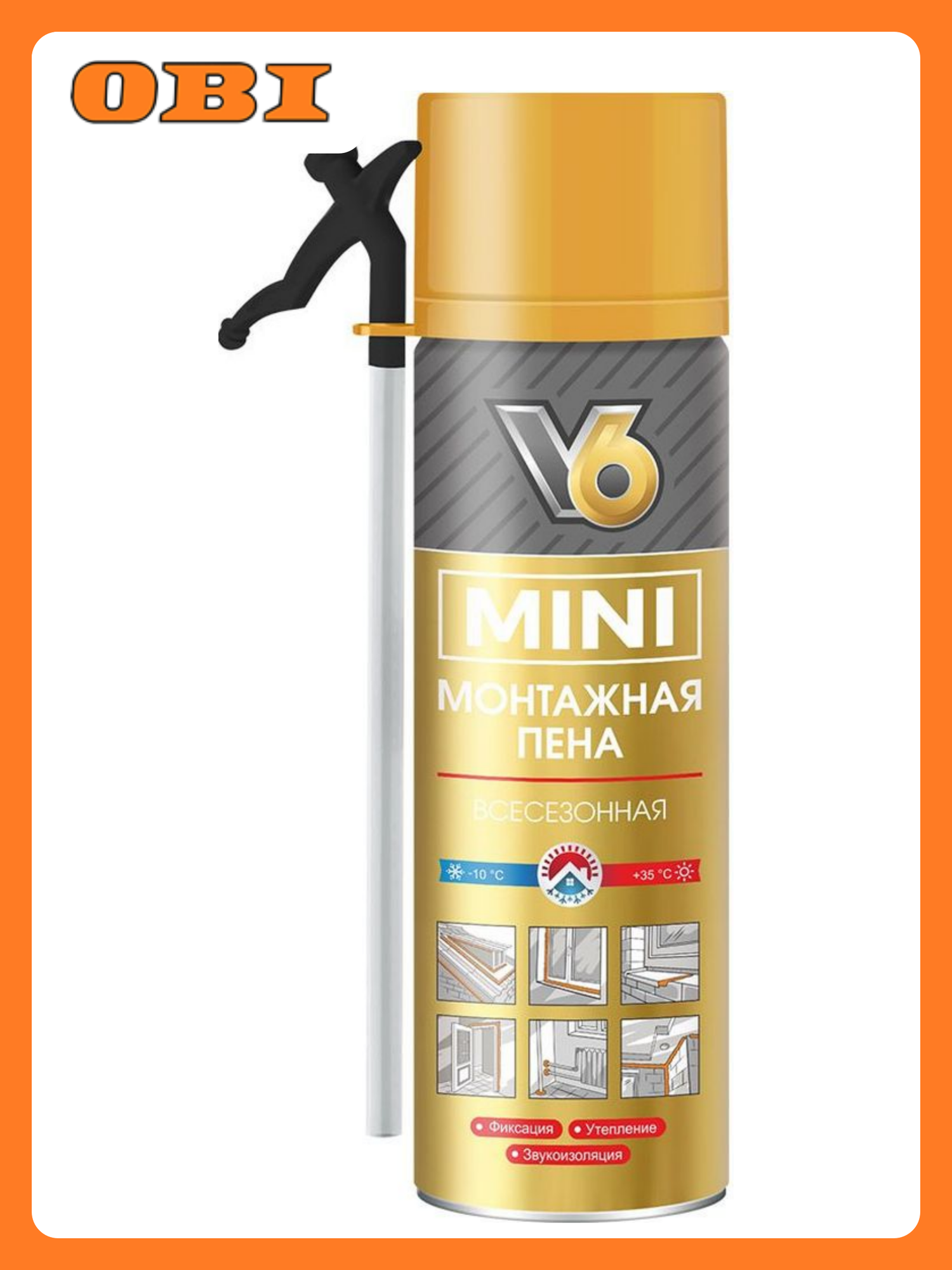 Монтажная пена бытовая V6 MINI всесезонная 360 мл