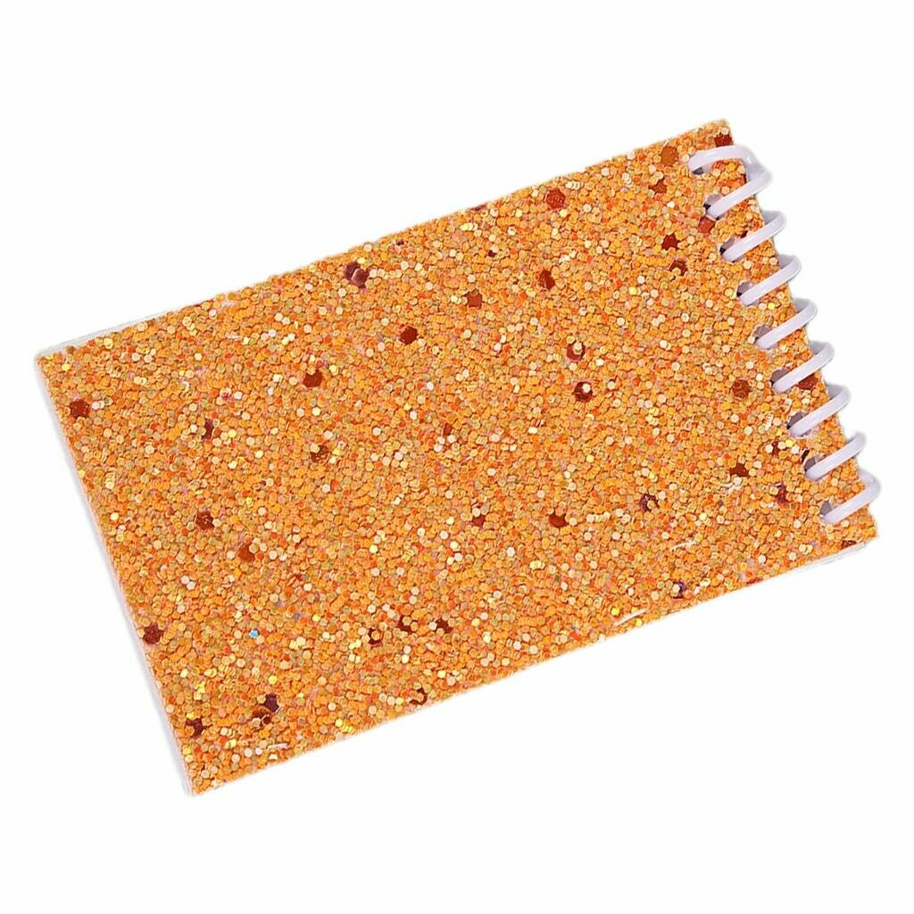 Блокнот с двойной спиралью и блёстками, оранжевый цвет