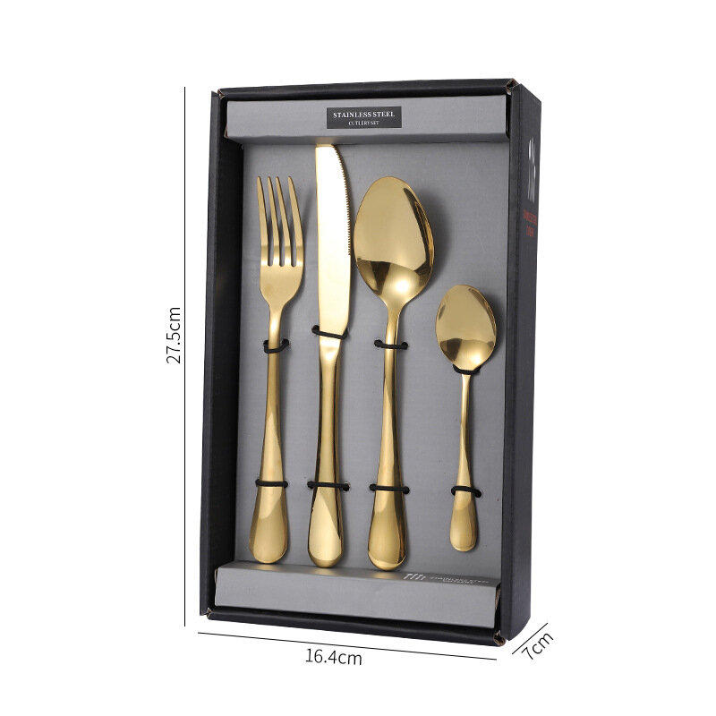 24-предметный набор столовых приборов из нержавеющей стали, золотой набор ножей, вилок и ложек для стейков, скандинавский стиль для семьи и отеля, западные столовые приборы