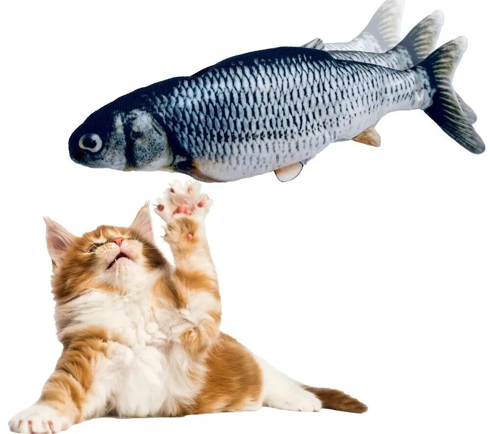 Игрушка для кошек и собак танцующая рыба, игрушка с двигающимся хвостом, танцующий карп с USB зарядкой