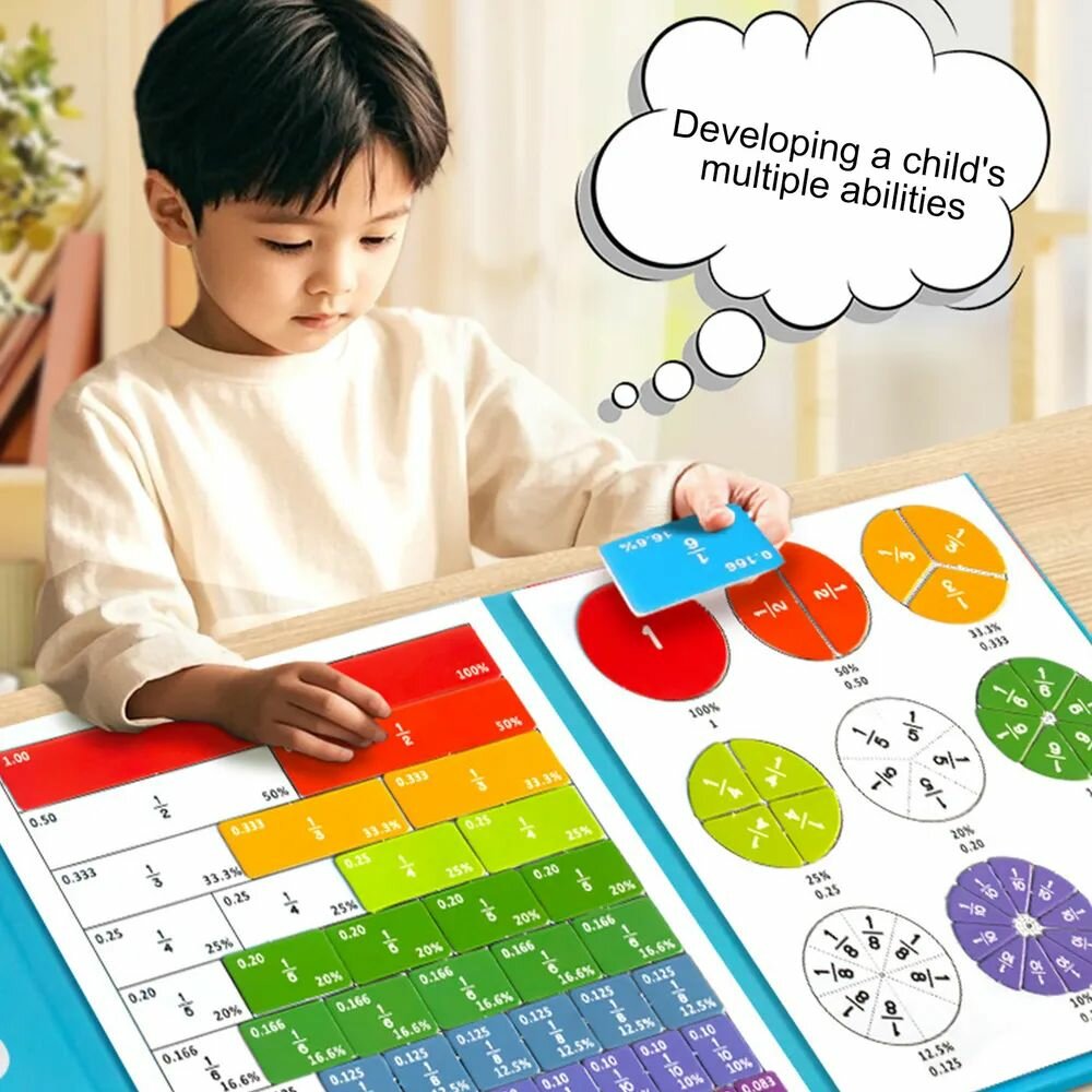 Образовательная головоломка с магнитными дробями и кругами для детей
