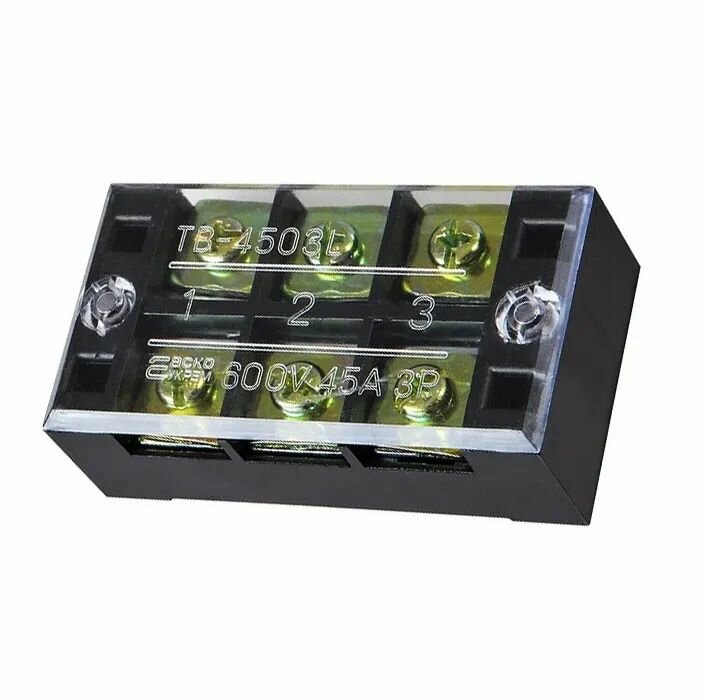 Клеммник мощный 60А 3-полюсный для силовой электроники, подключения инверторов, преобразователей, стабилизаторов напряжения, усиленный контакт