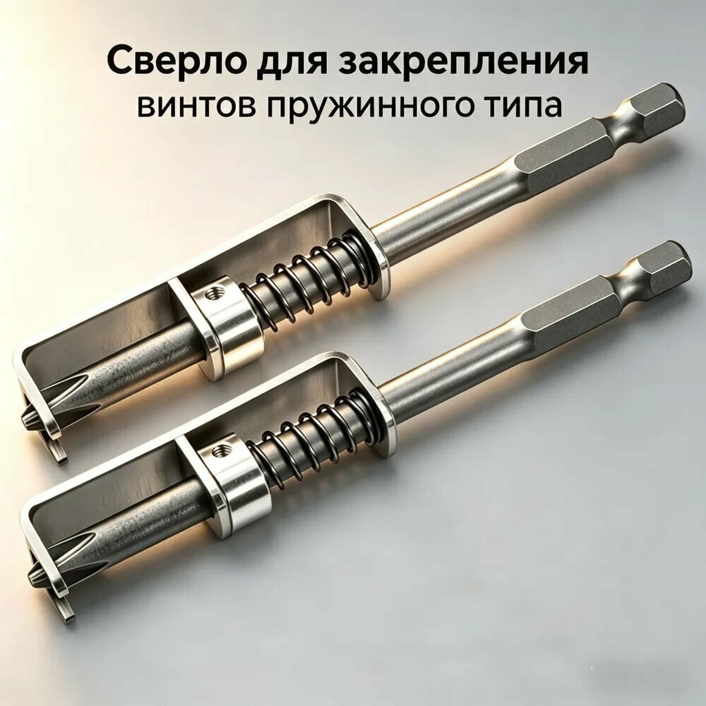 2 подпружиненных держателя для винтов, отвертка с защитой от падения, бита для работы одной рукой для электриков