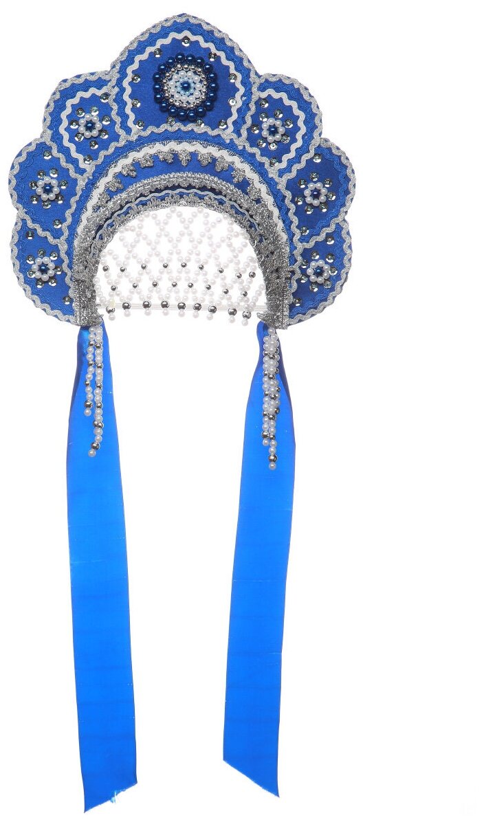 Кокошник "Елена" синий с серебром
