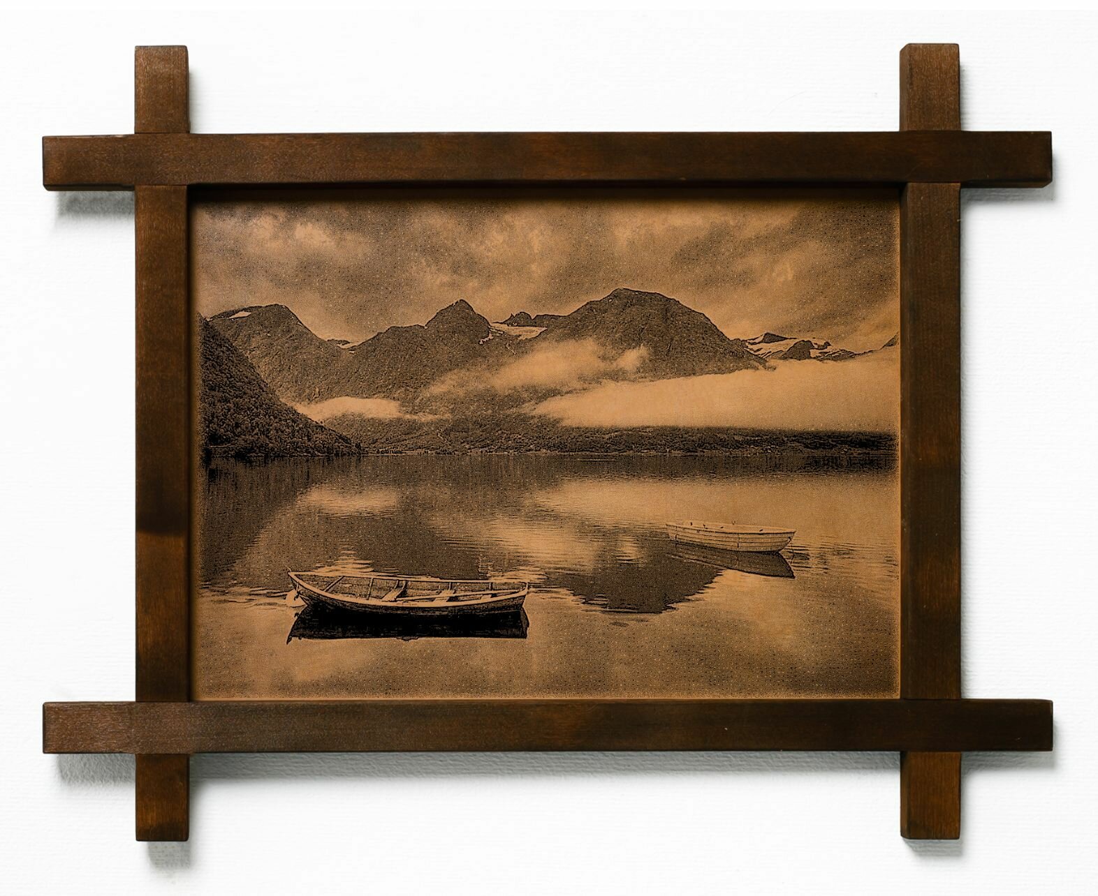 Интерьерная картина из натуральной кожи "Берег", декоративное настенное панно в деревянной раме, BoomGift