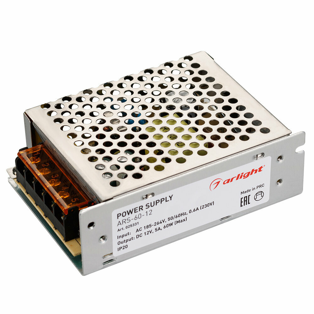025331 Блок питания ARS-60-12 (12V, 5A, 60W) (ARL, IP20 Сетка)