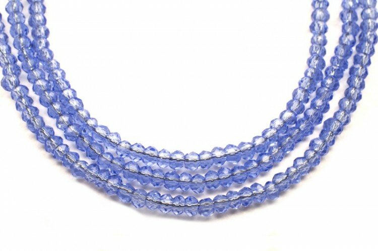 Бусина стеклянная Рондель 2,5х1,5мм, цвет синий, прозрачная, 501-078, 20шт