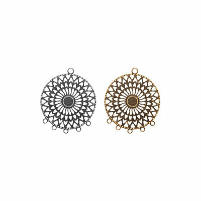 "Zlatka" Филигранные элементы FDP-013 2.2 см круг с петлями 4 шт СК/Распродажа под серебро