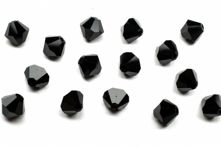 Бусины биконусы хрустальные 5мм, цвет JET, 750-010, 10шт