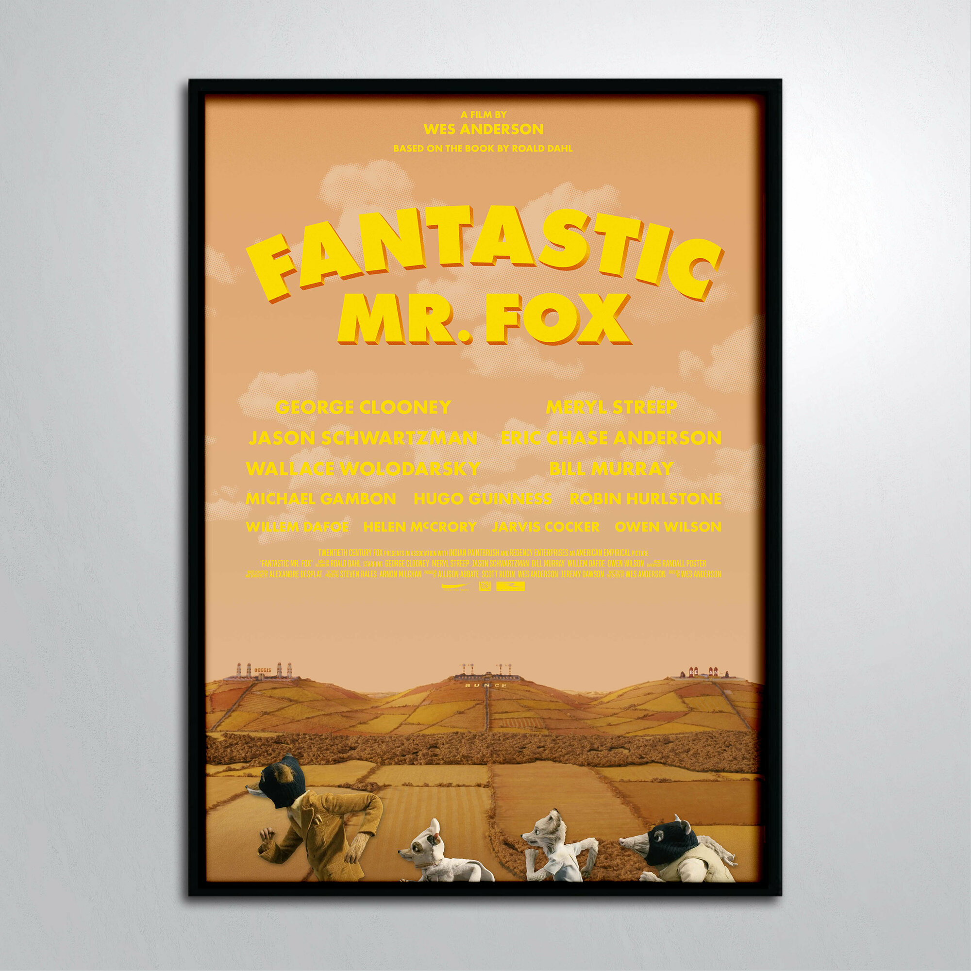 Постер в раме/Уэс Андерсон Бесподобный мистер Фокс Поле Fantastic Mr. Fox