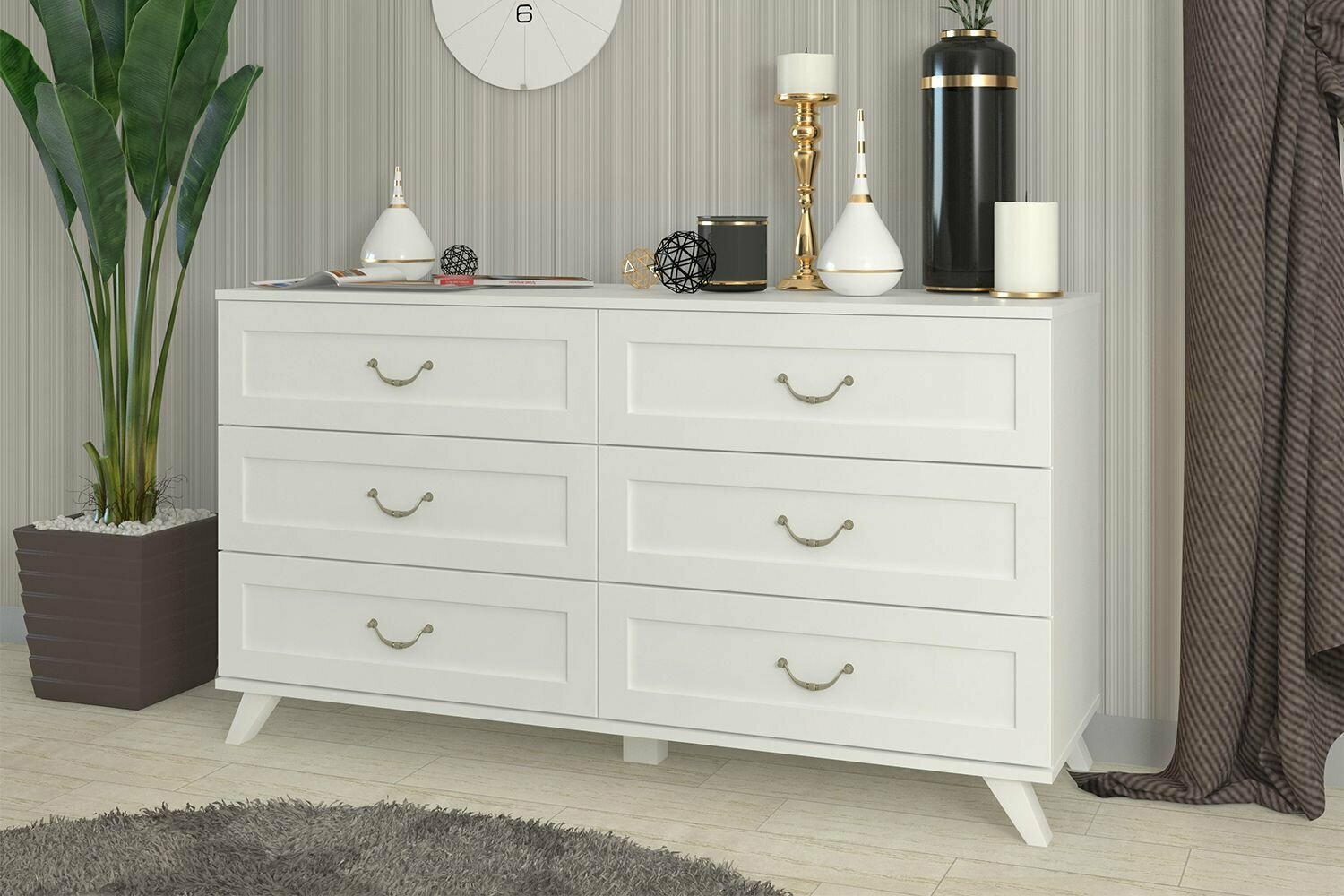 Комод Ренди 7М 140х40х80 белый, рамка квадро МДФ, ножка №1