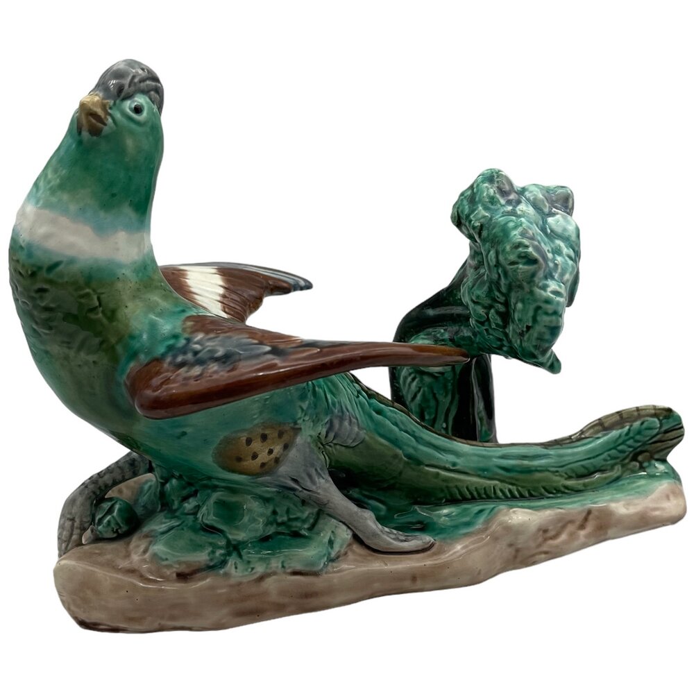 Фаянсовая статуэтка "Фазан", 1950-1960 гг, скульптор Кожин П. М, ЗИК, Конаково, СССР