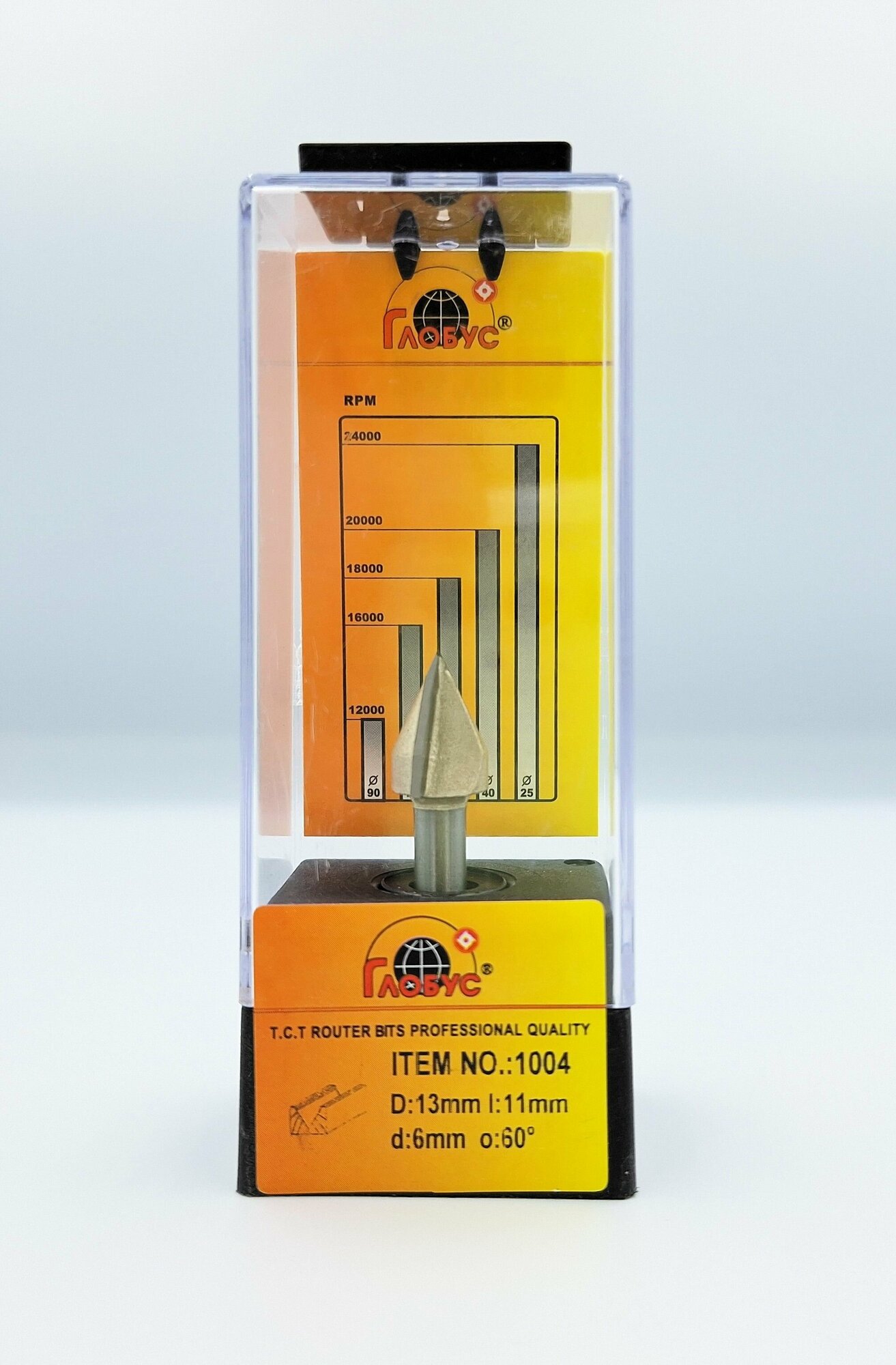 Фреза Globus 1004 D13, хвостовик 6мм, 60 градусов, пазовая V-образная галтельная