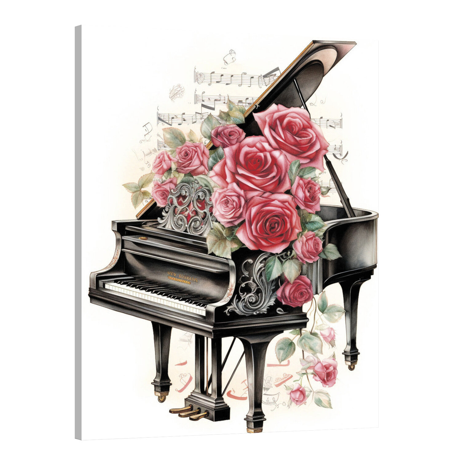 Интерьерная картина 50х70 "Розы в звуках музыки"