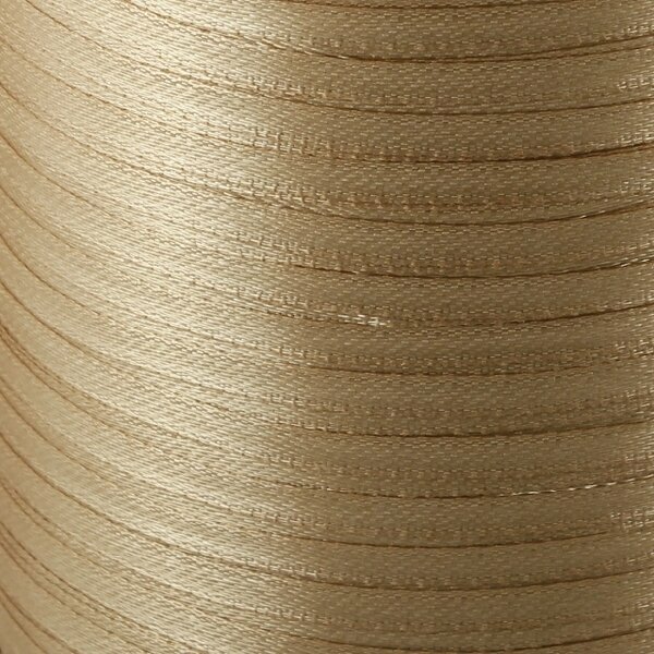 Лента атласная 66 м для вышивки / рукоделия / декора, цвет темно-бежевый, ширина 3 мм