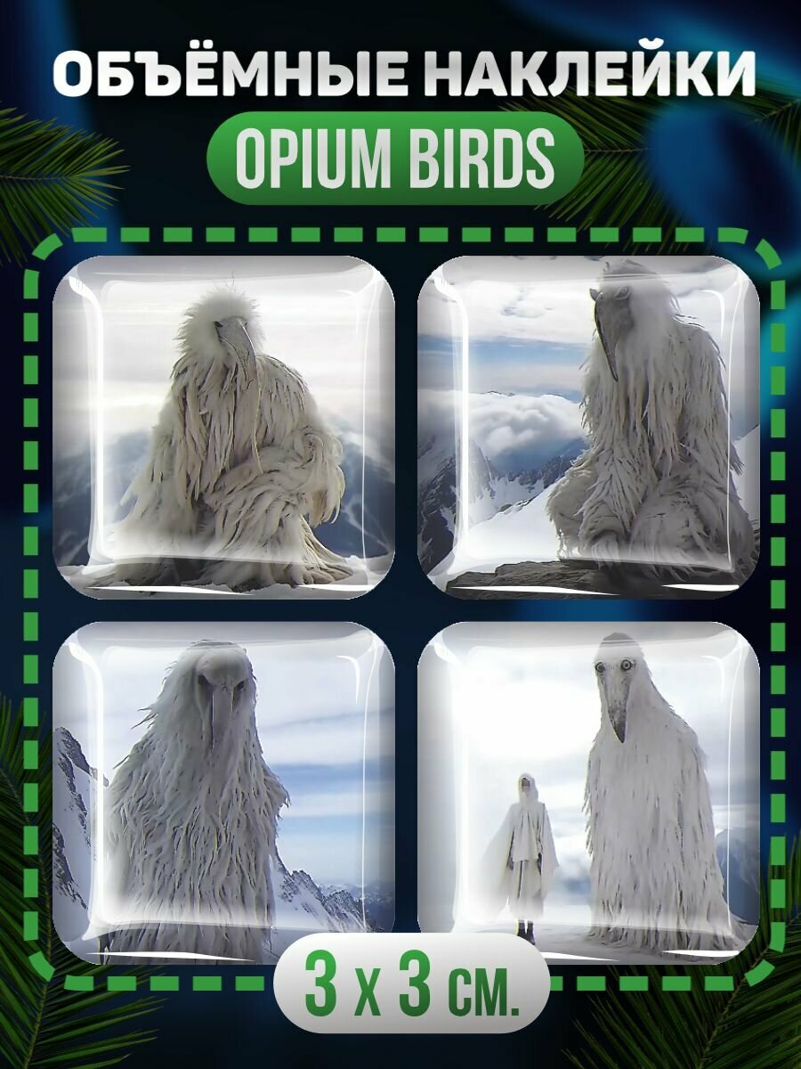 3D наклейка на телефон, Набор объемных парных наклеек, мем opium bird