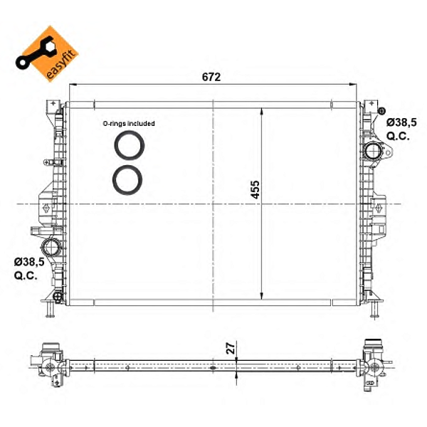 NRF 53811 (1433321 / 1493774 / 1778038) радиатор охлаждения двигателя Ford (Форд) s-max 2.0d 06-