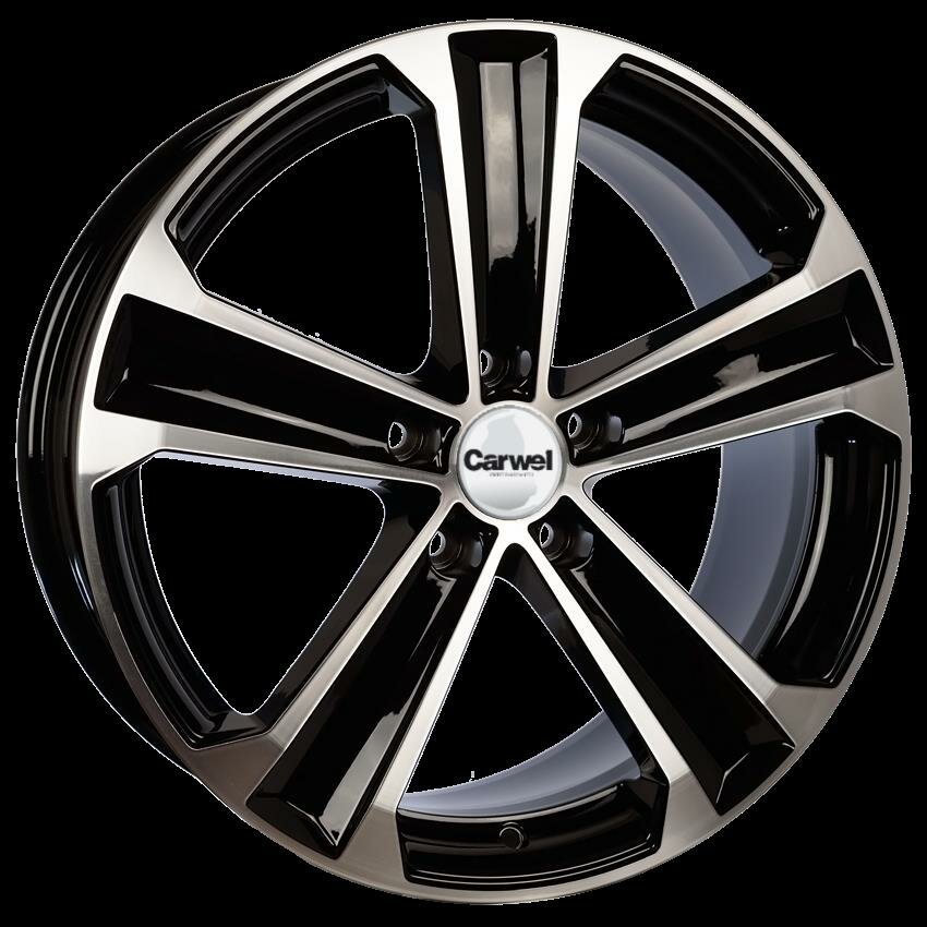 Диск автомобильный литой Carwel Икар 224 18x8 5x120 et30 dia72.6 Чёрный глянцевый с полированной лицевой частью