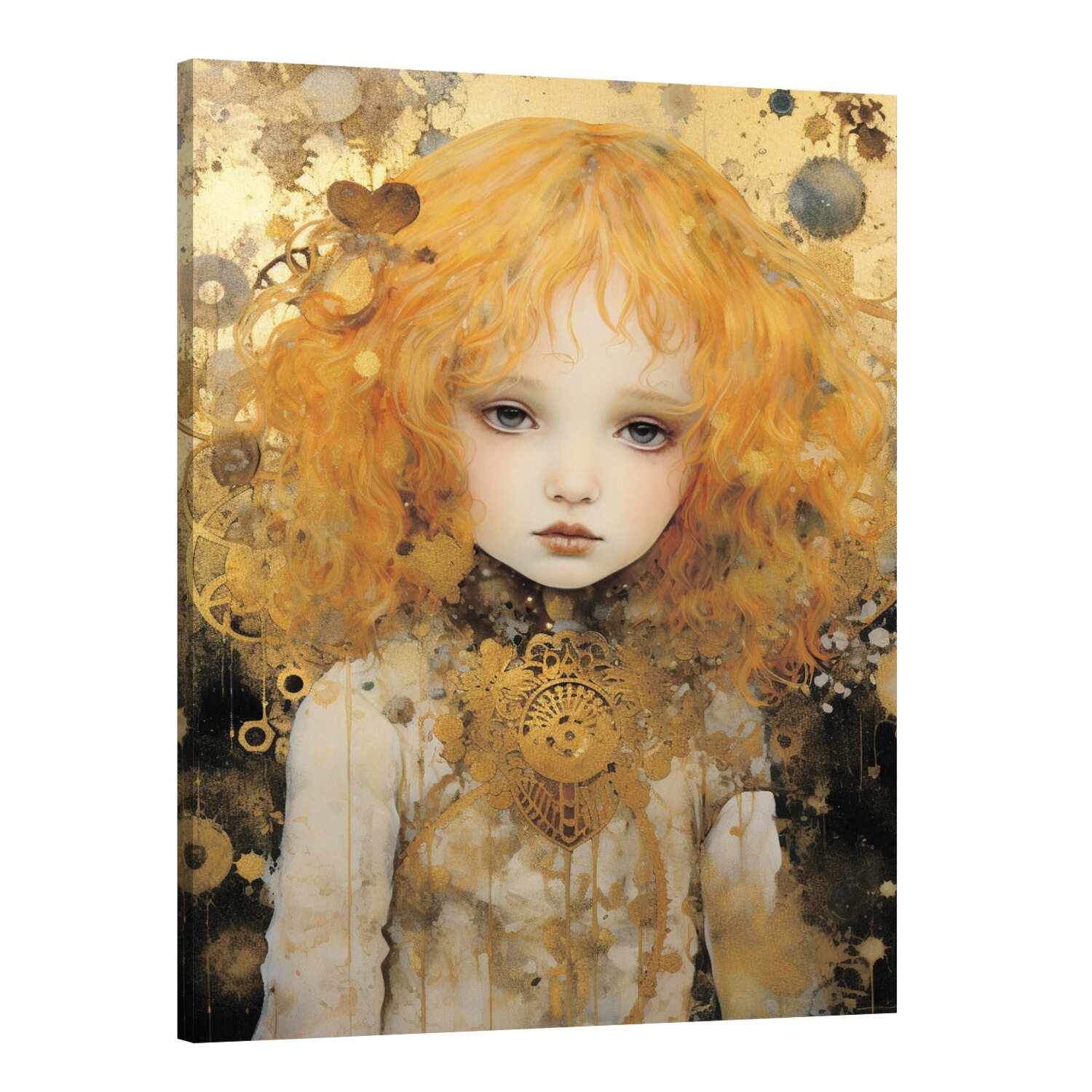 Интерьерная картина 50х70 "Кукла с золотистыми волосами"