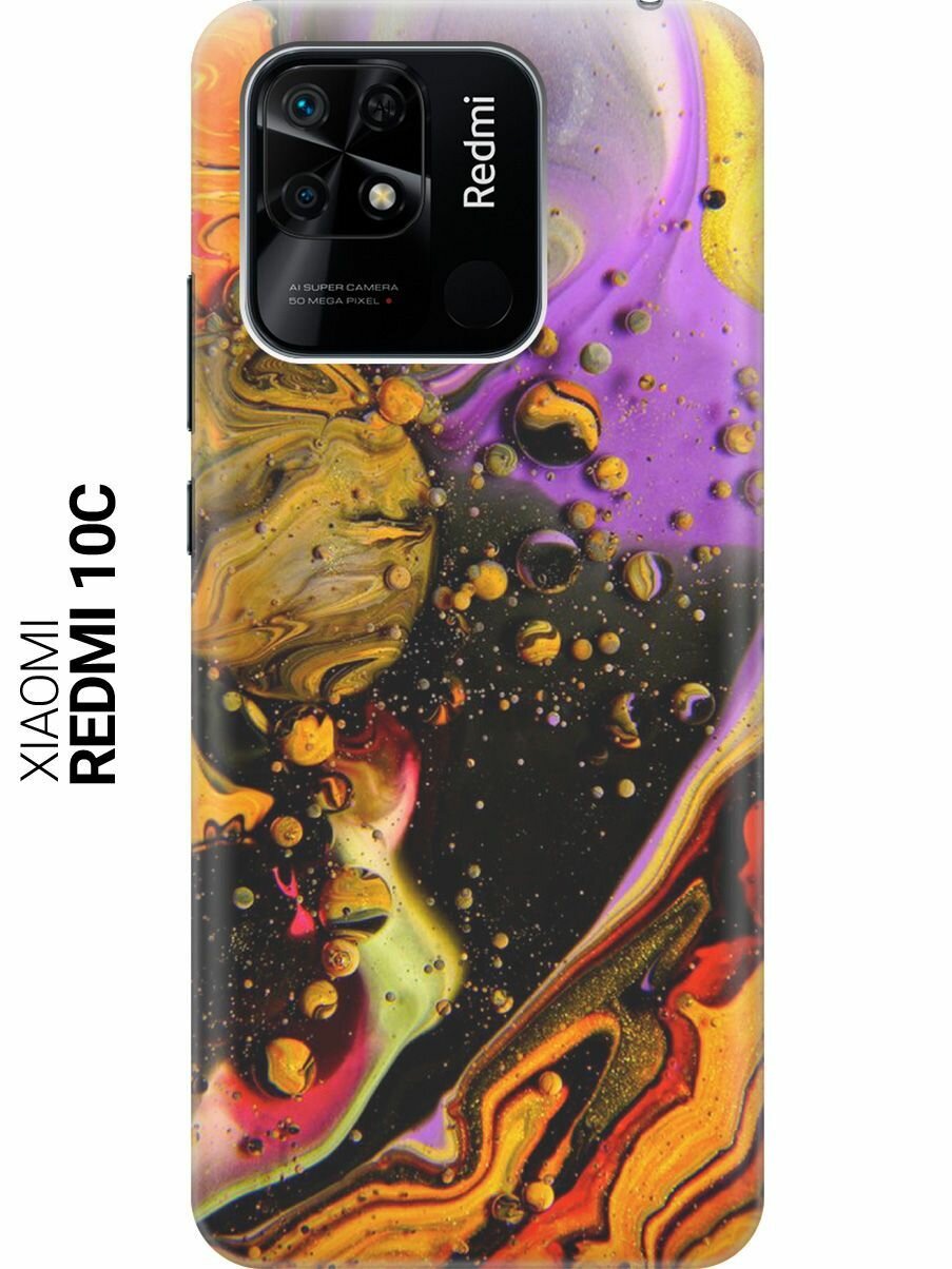 Силиконовый чехол на Xiaomi Redmi 10C, Сяоми Редми 10С с принтом "Разноцветные капли"