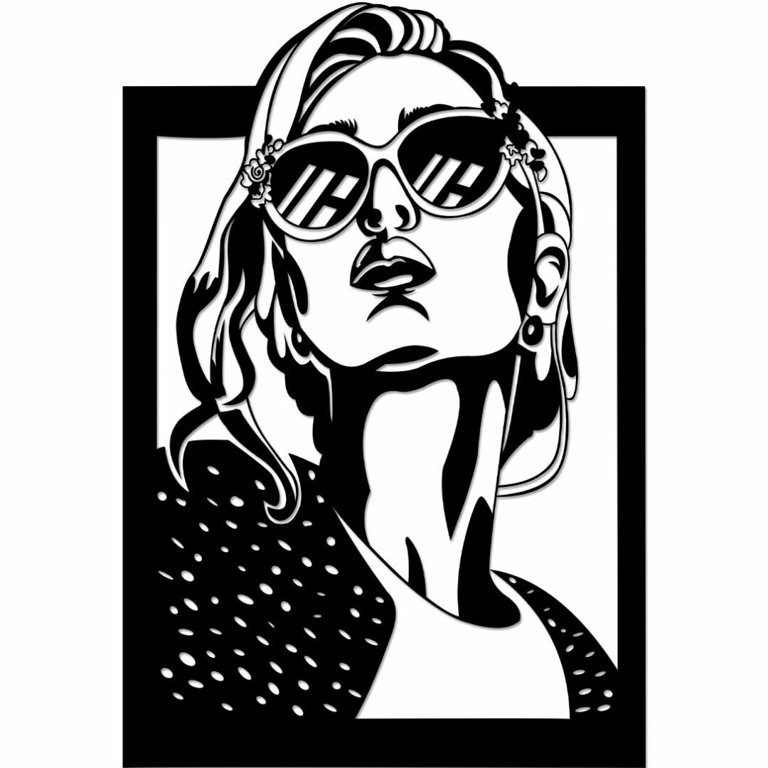 Стильное декоративное панно "Девушка в очках" 400*585 мм / Декорация настенная / Украшение для дома на стену