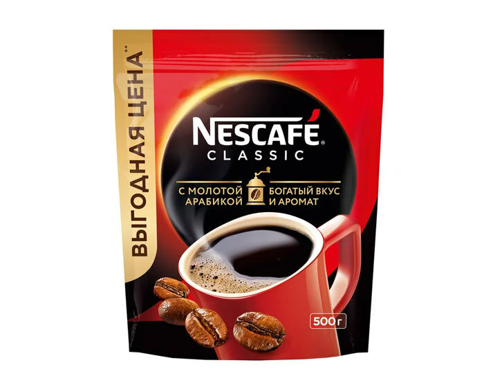 Кофе растворимый Nescafe Classic с добавлением молотой арабики, 500 г