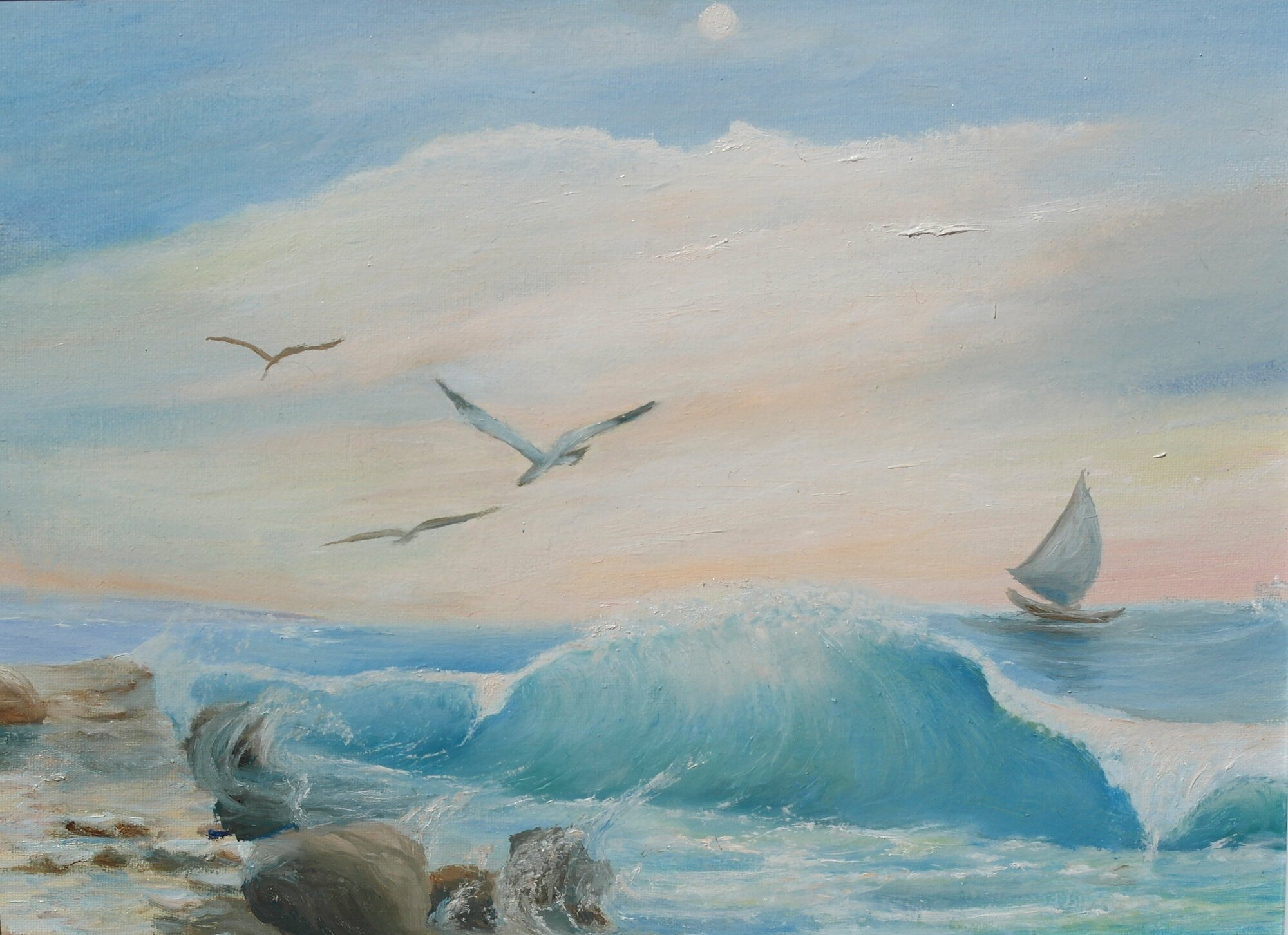 Чайки над волной