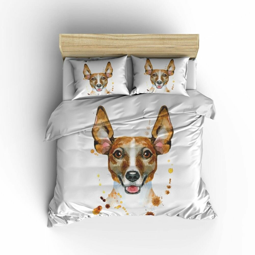 Арт комплект постельного белья Джек рассел акварель, 2х спальный, 50/70