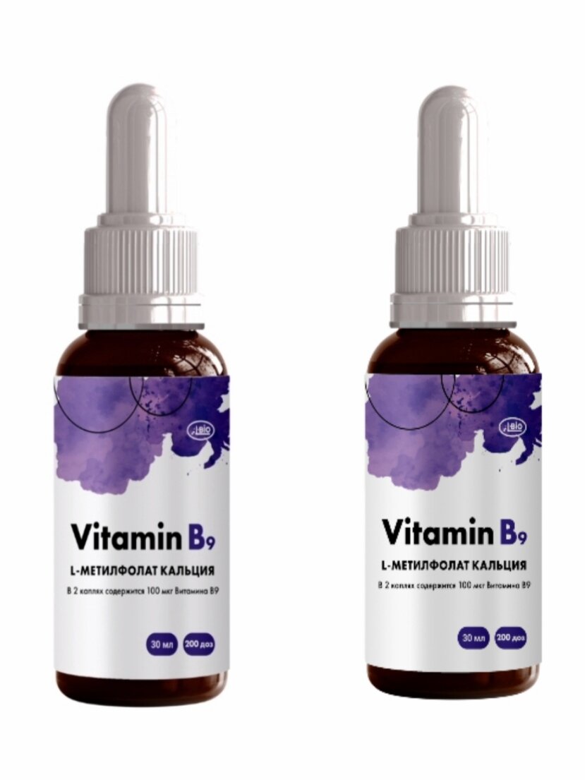 Комплексная пищевая добавка Витамин B9 метилфолат A-BIO (А-БИО), набор 2 шт. по 30 мл.