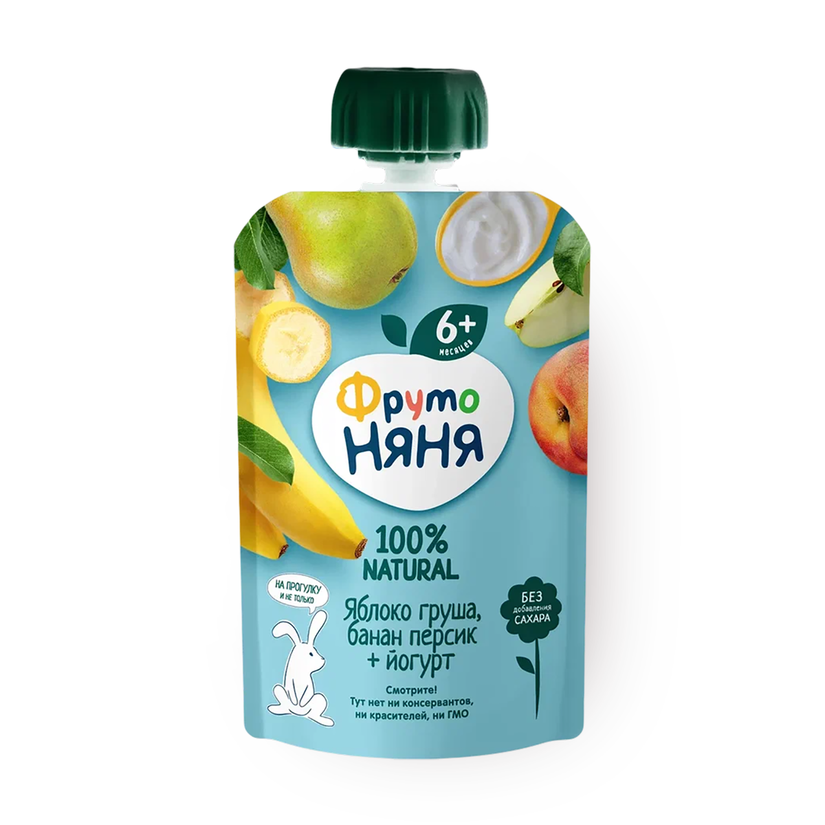 Пюре «ФрутоНяня» яблоко-груша-банан-персик с йогуртом с 6 месяцев