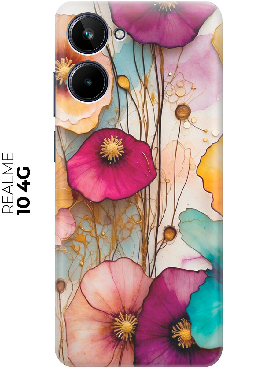 Силиконовый чехол на Realme 10 4G / Рилми 10 4Г с рисунком "Панно из цветов"