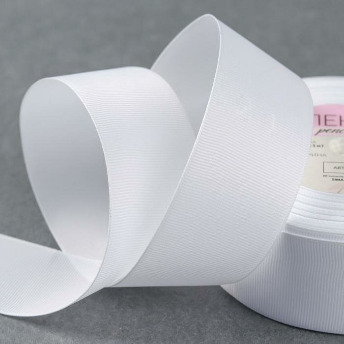 Лента репсовая, 40 мм, 23 1 м, цвет белый 01
