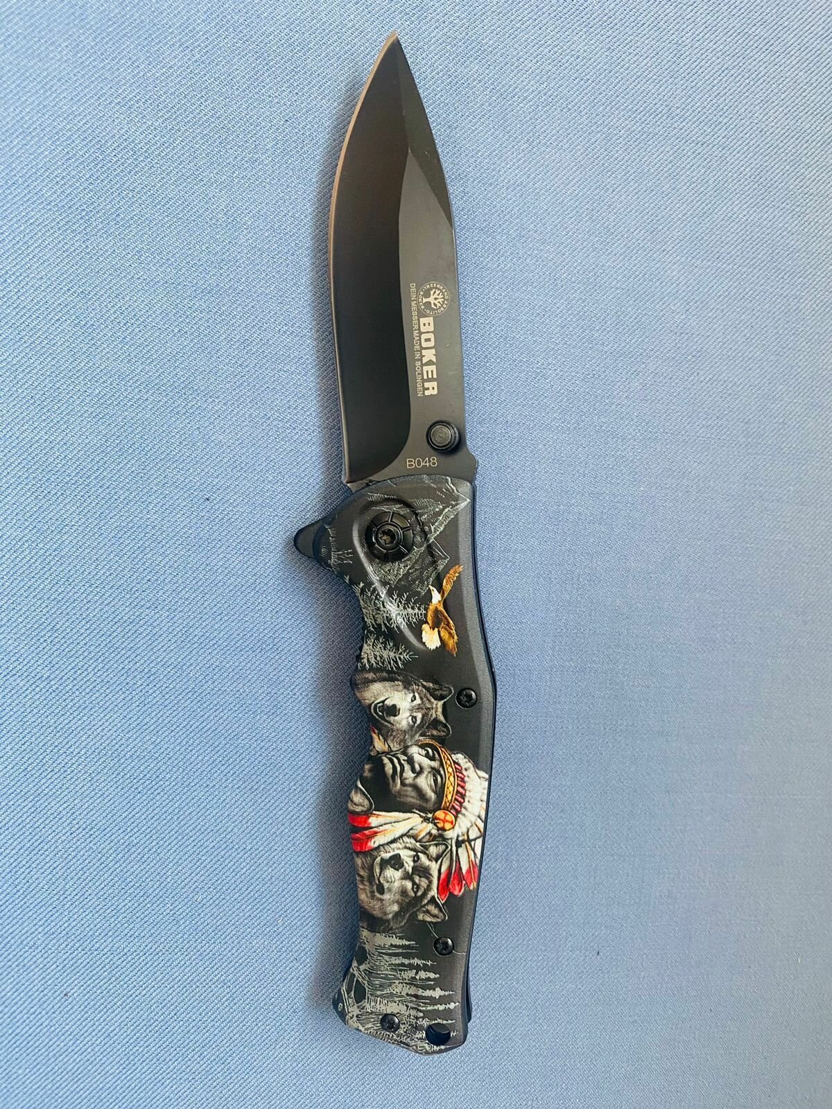 Нож Boker, туристический, складной, нержавеющая сталь, чёрный матовый/серый